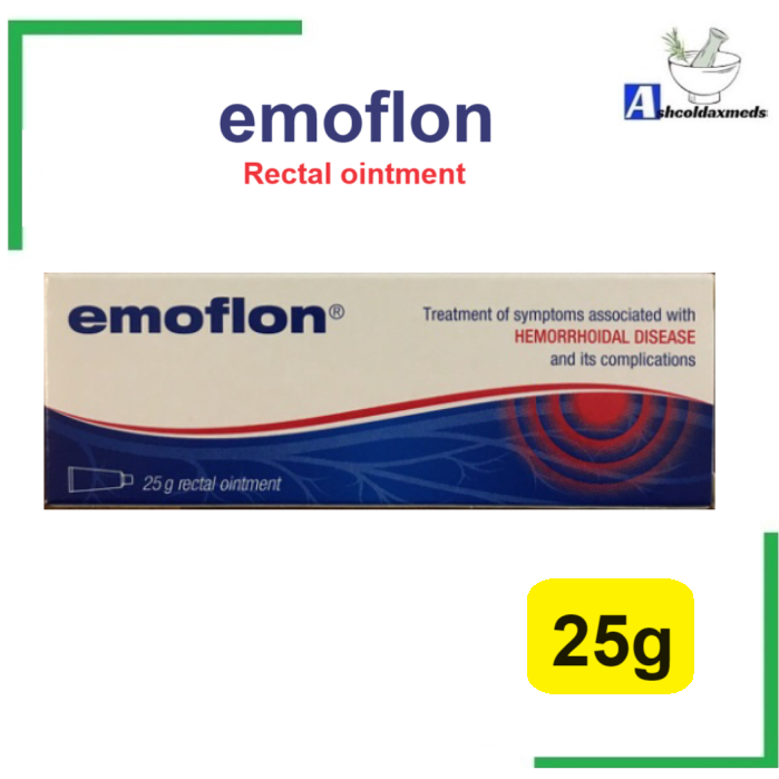 Emoflon 25g Rectal Ointment (can be used with Daflon/Aveflon/Hemorid ...