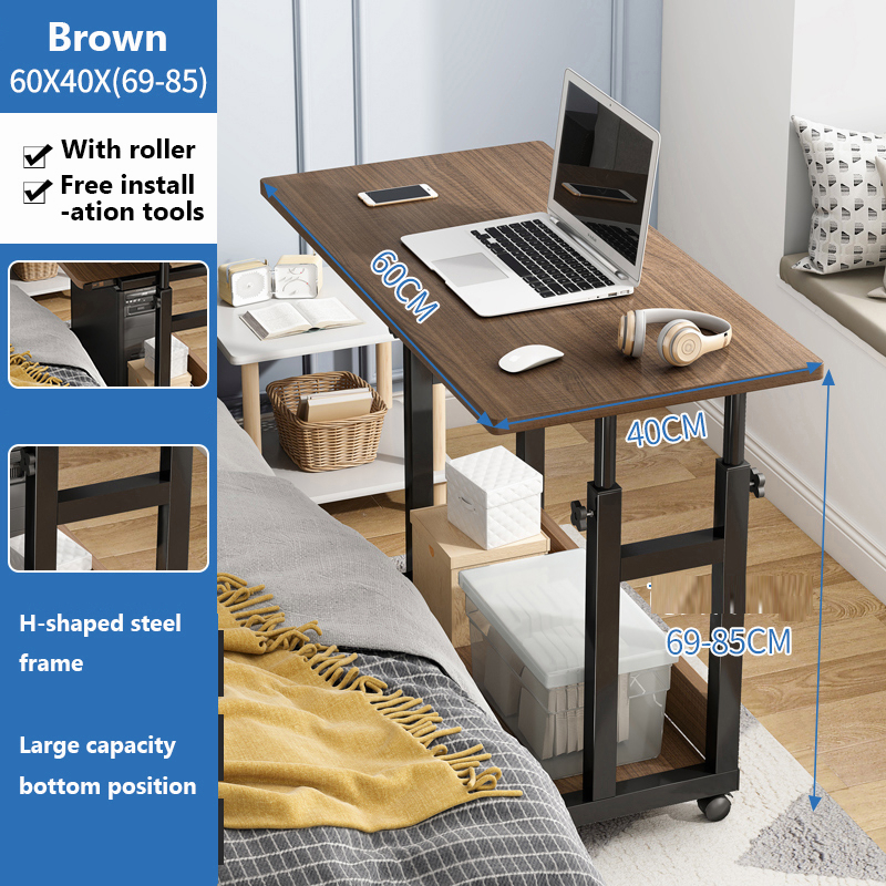 Meja Komputer 2 Layers Elevatable Computer Table Bedside Laptop Desk ...