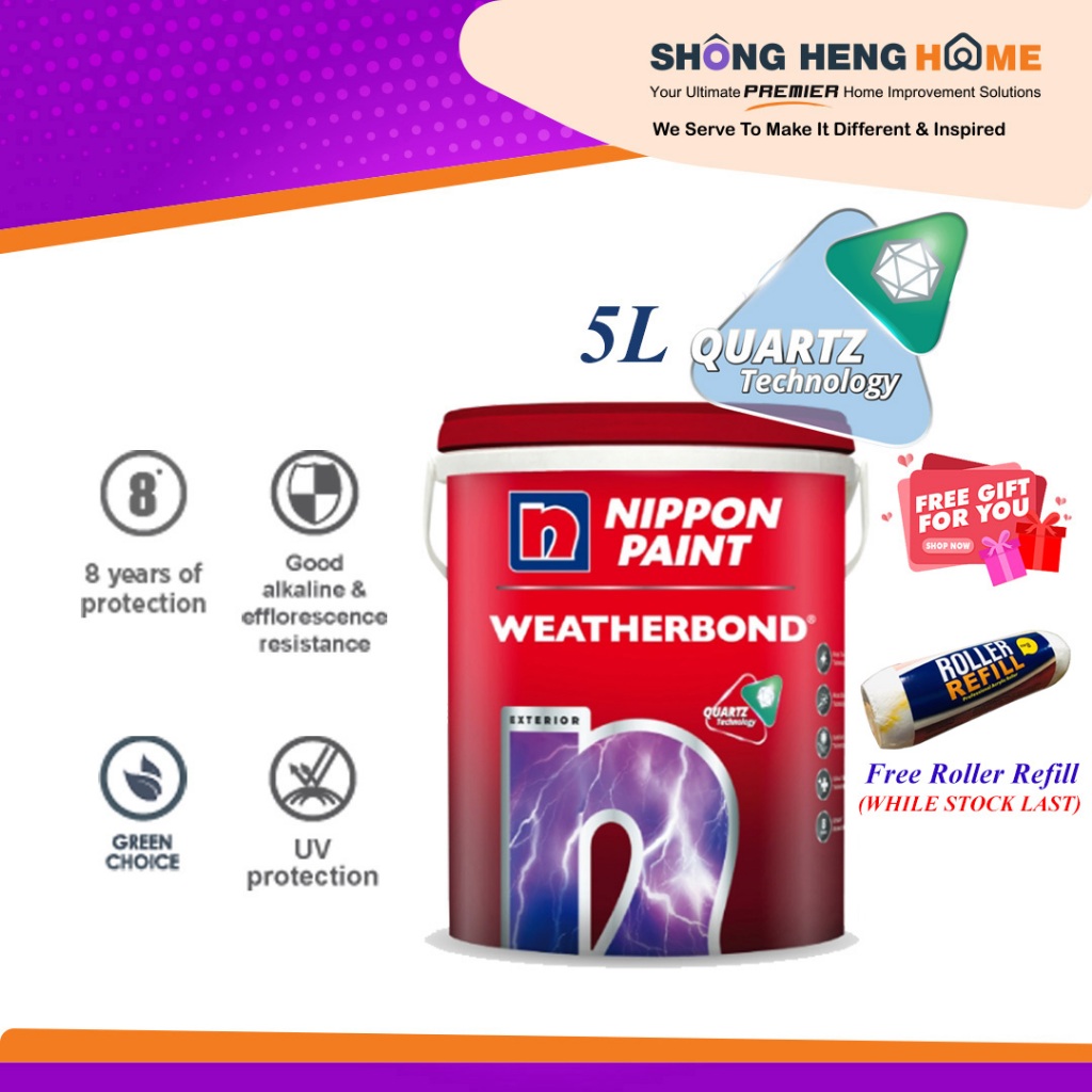 5L Nippon Paint Weatherbond (WB) with Quartz Technology - Color Option ...