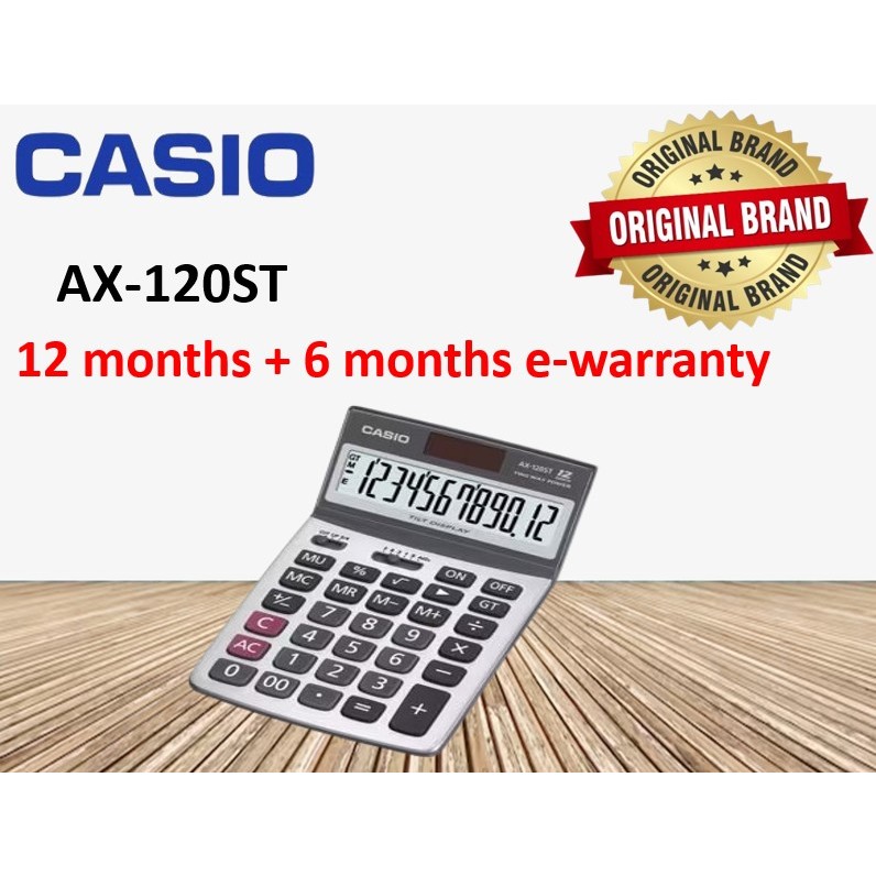 KALKULATOR CASIO AX-120ST (PERAK & HITAM) / CASIO CALCULATOR AX-120ST (SILVER & BLACK) | Shopee ...