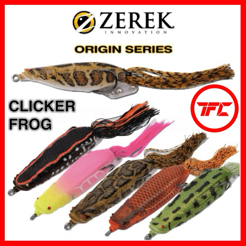 ZEREK Origin Series Clicker Frog 80mm 22g Weedless Soft Lure Snakehead ...