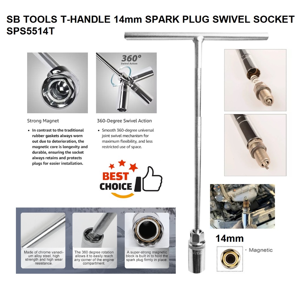 SB Tools T-Handle 14mm Swivel Spark Plug Wrench (Ex-Long 45cm) | Shopee ...