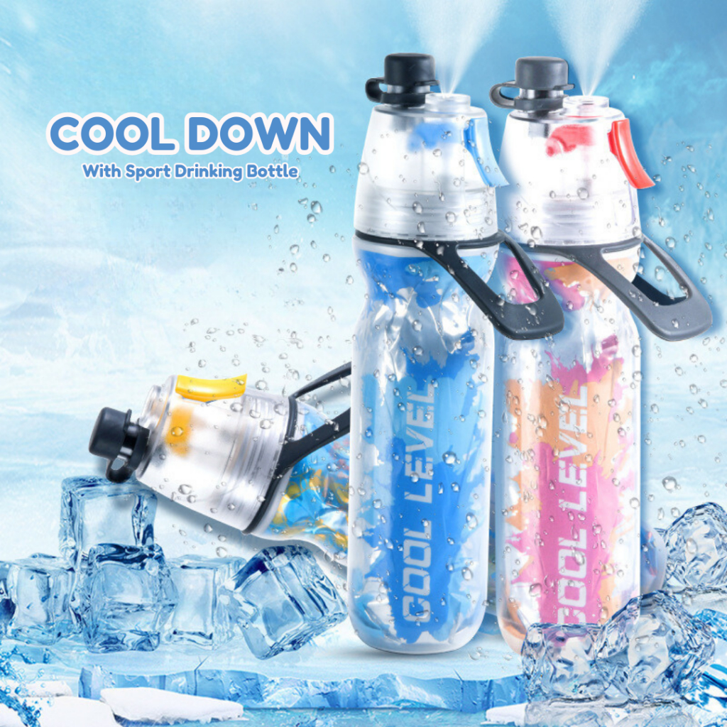 500ML Cool Sports Water Bottle Spray Water Bottle, Mist and Sip ...