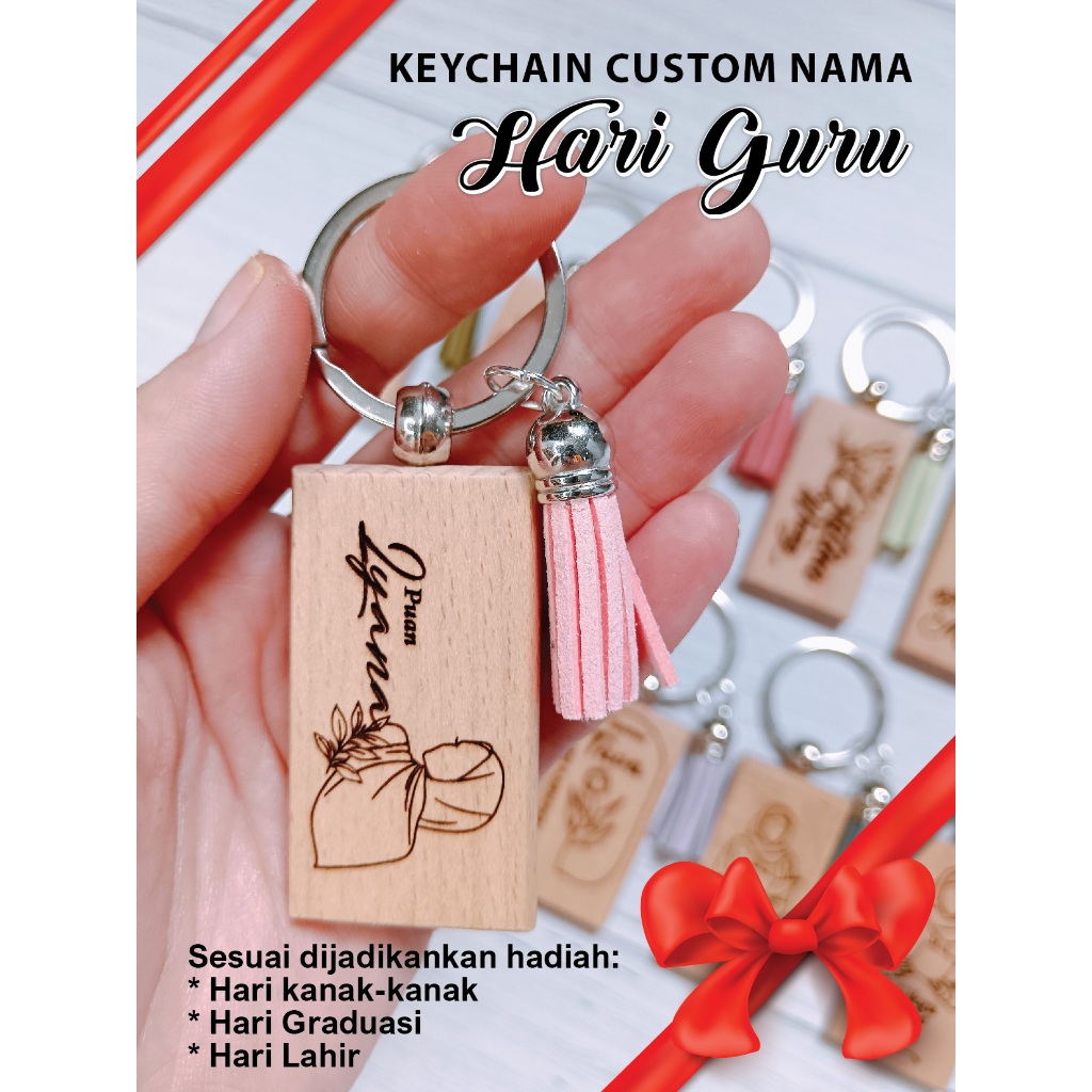 Hadiah Hari Guru / Teacher's Day Keychain / Keychain Custom Nama ...