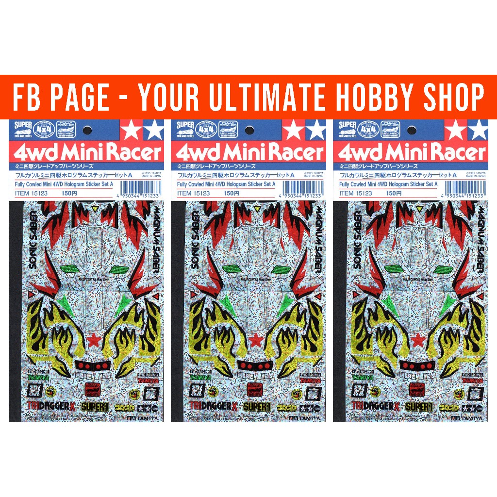 (MADE IN JAPAN) TAMIYA 15123 Fully Cowled Mini 4WD Hologram Sticker Set ...