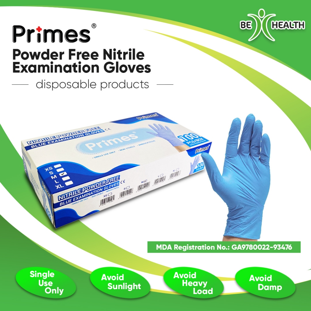 PRIMES Powder Free Nitrile Examination Gloves | Shopee Malaysia