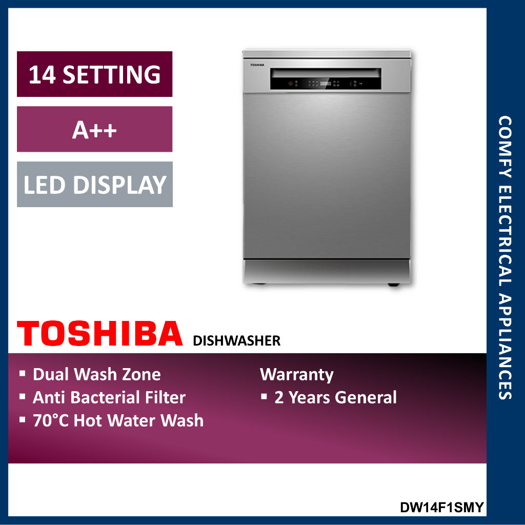Toshiba Free Standing 14 Places Settings Dishwasher ~ DW14F1SMY ...