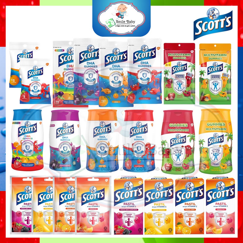 Scott’s DHA/ Vitamin C/Multivitamin Chewable Gummies Assorted (60’s/50 ...