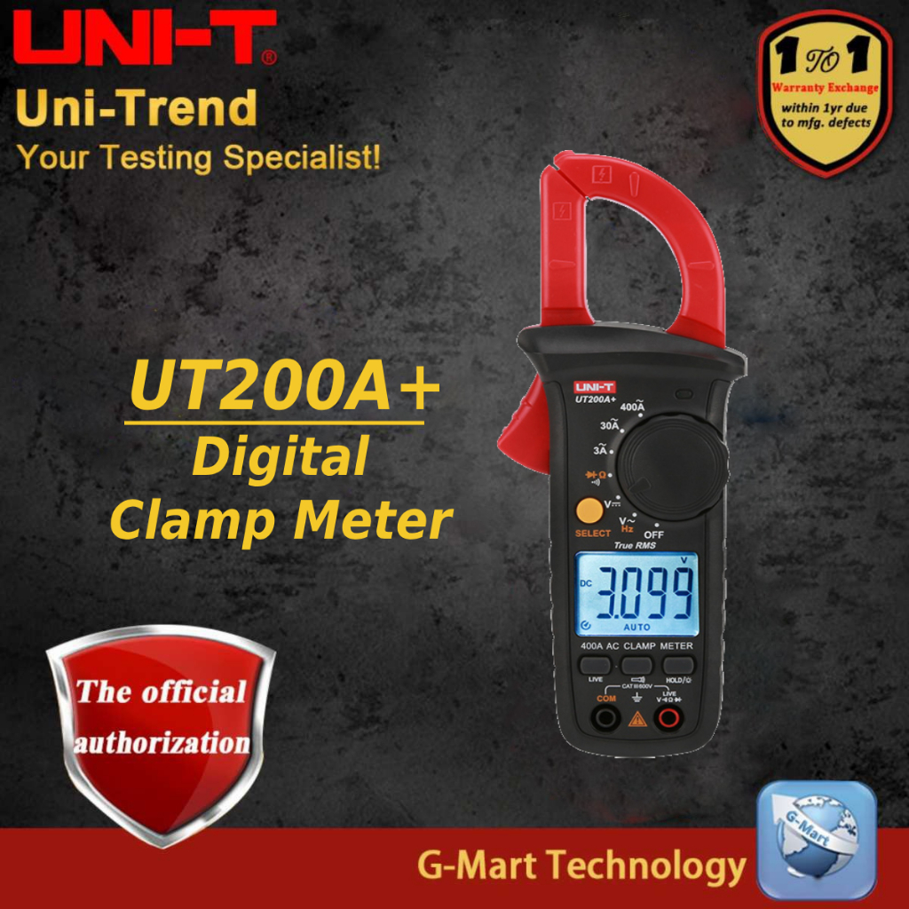 UNI-T UT200A+ Digital Clamp Multimeter AC Current AC/DC Voltage ...