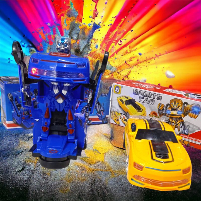 Sports Car Transforming - 2in1 Movable Robot Sound & Lights Mighty ...
