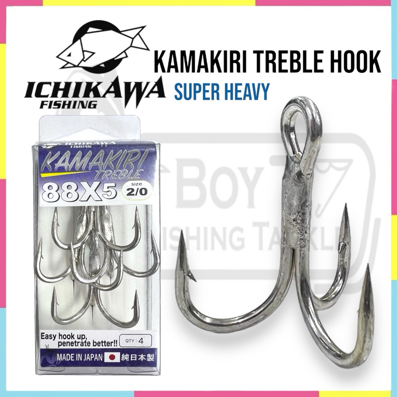 ICHIKAWA 88 KAMAKIRI TREBLE HOOK 5X STRONG 88x5 LURE HOOK SUPER HEAVY ...