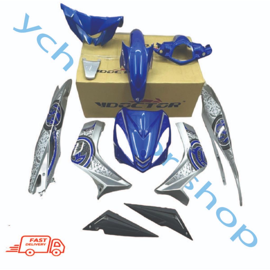 YAMAHA LC135 LC 135 135LC 135 LC V1 BATIK BIRU PERAK BODY COVER SET ...