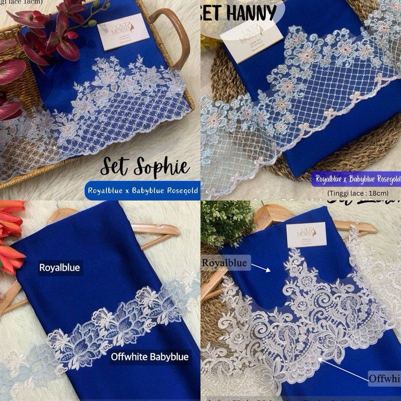 TEMA ROYALBLUE SET KAIN PASANG COMBO LACE BORDERLACE LACEMEWAH LACE ...