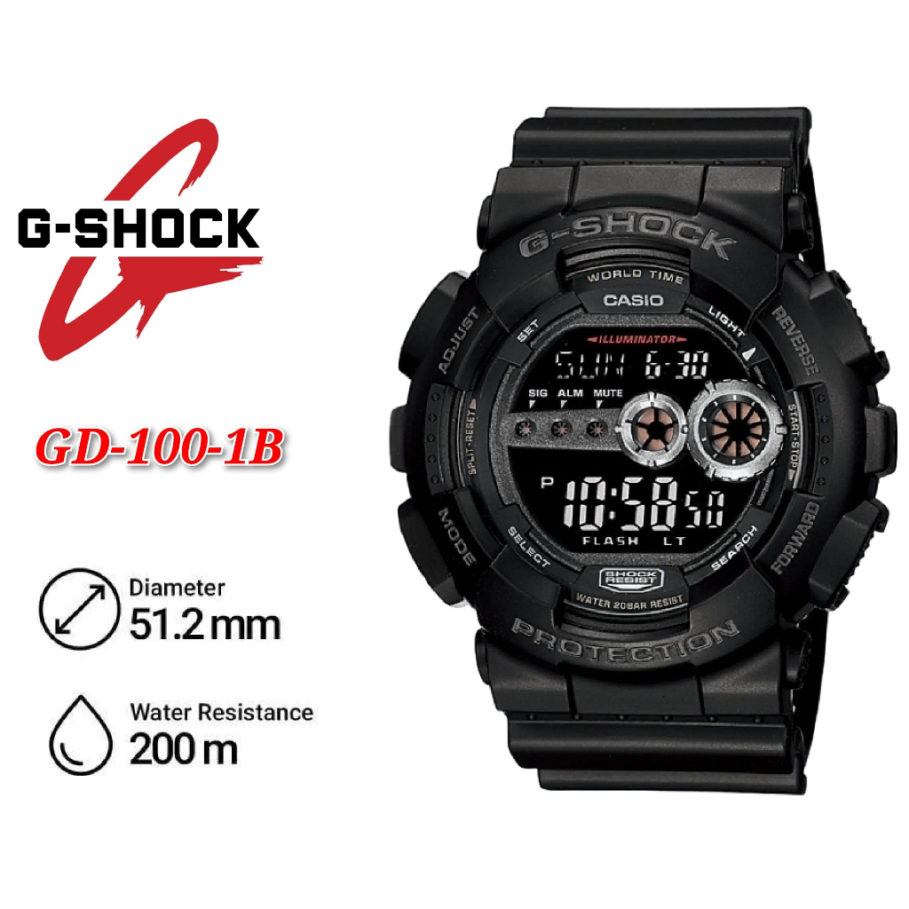 Casio G-SHOCK GD-100-1B Standard Digital Watch - GD-100 | Shopee Malaysia