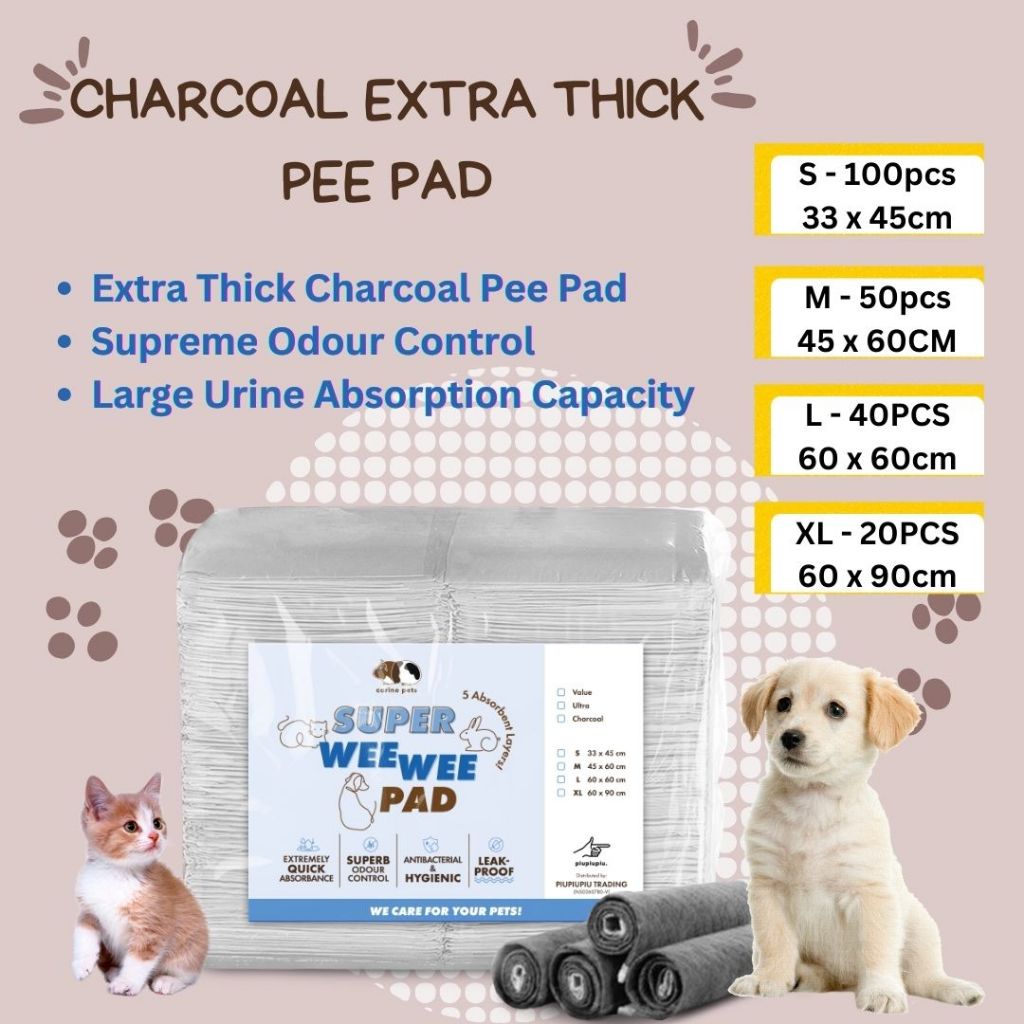 [24HR SHIP] 5-LAYERS EXTRA THICK CHARCOAL PET PEE PAD Wee Wee Pet Sheet ...