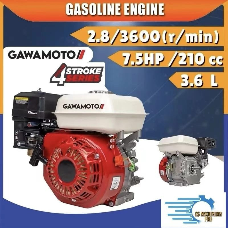 (Ready Stock) GAWAMOTOR 7.5HP Gasoline Engine 210CC 4Stroke Engine Pam ...