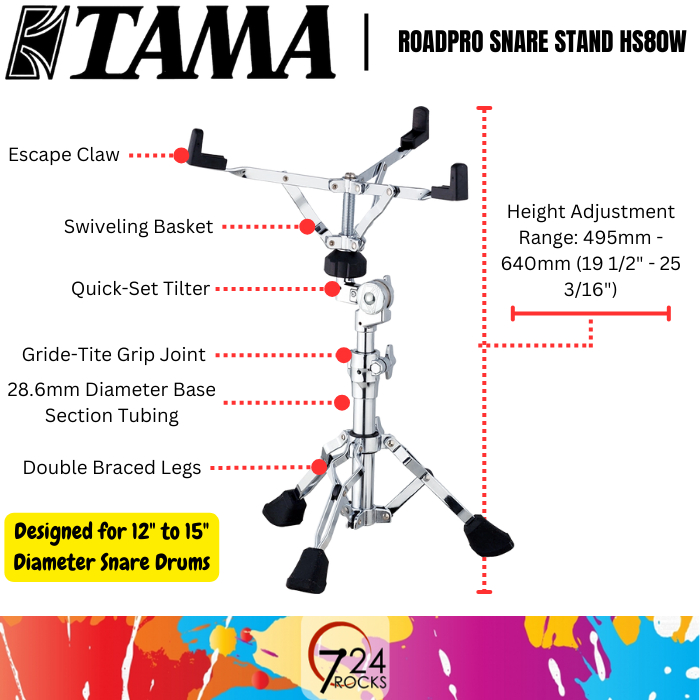 TAMA drum hardware Tama HS80W Roadpro Snare Stand 724ROCKS | Shopee ...