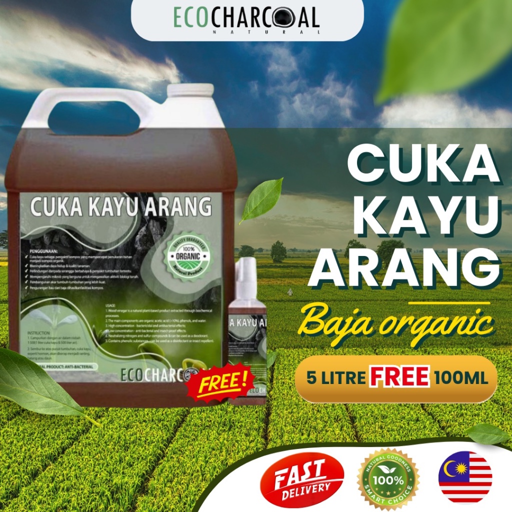 (5L Free 100ml) PREMIUM CUKA KAYU ASLI BAJA 100%ORGANIK WOOD VINEGAR ...