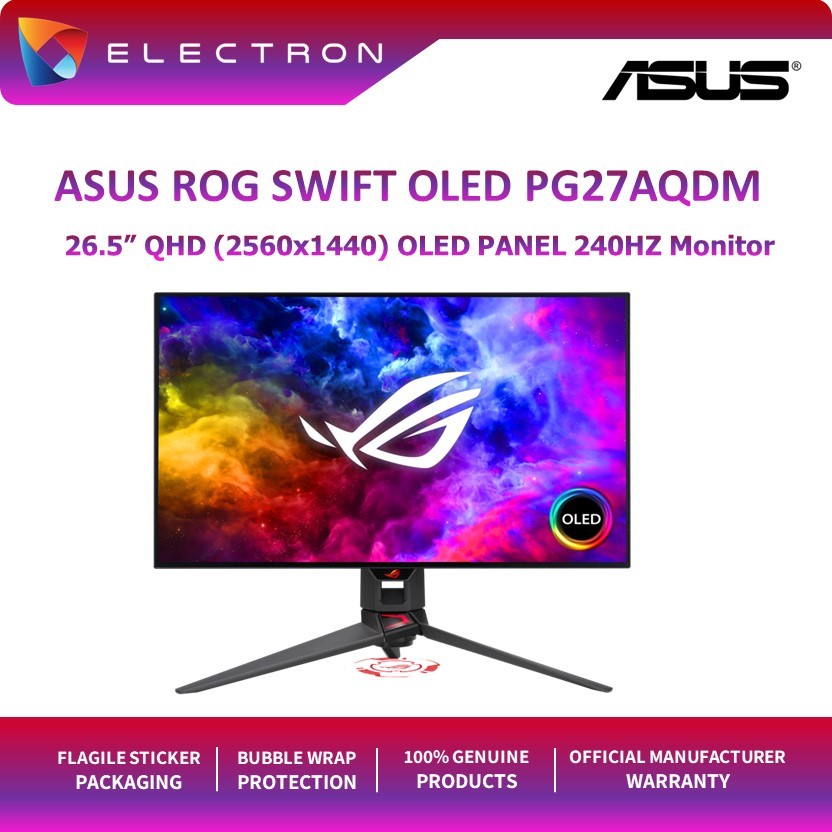 Asus ROG Swift OLED PG27AQDM 26.5" QHD 240Hz HDR10 Gaming Monitor (DP ...