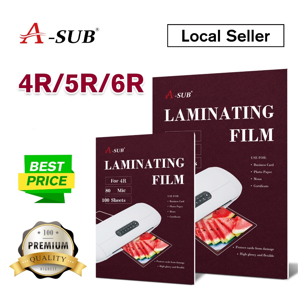 【4R/5R/6R】A-SUB 4R/5R/6R LAMINATOR FILM 100pcs Laminate Film 80Micron laminate pouches | Shopee ...