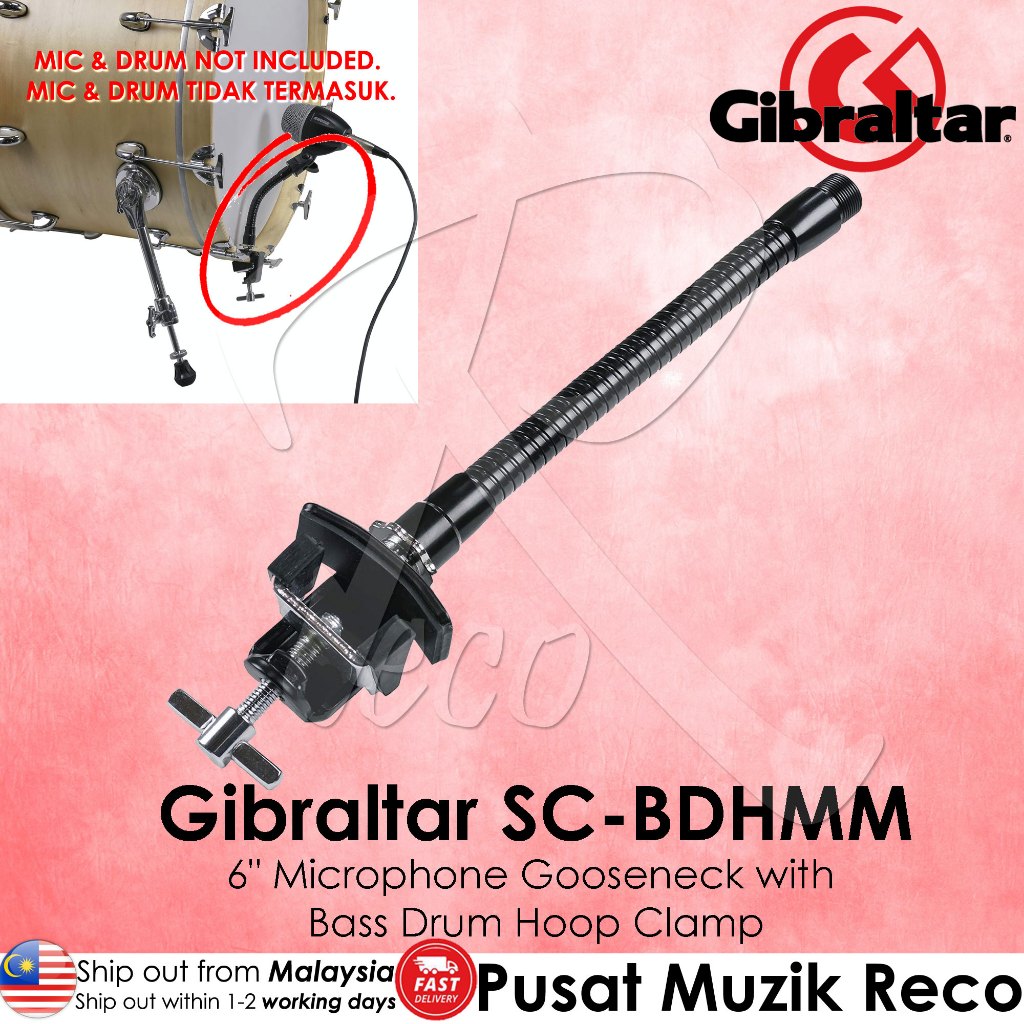 Gibraltar SC-BDHMM 6" Microphone Gooseneck Mic Clamp with Bass Drum ...
