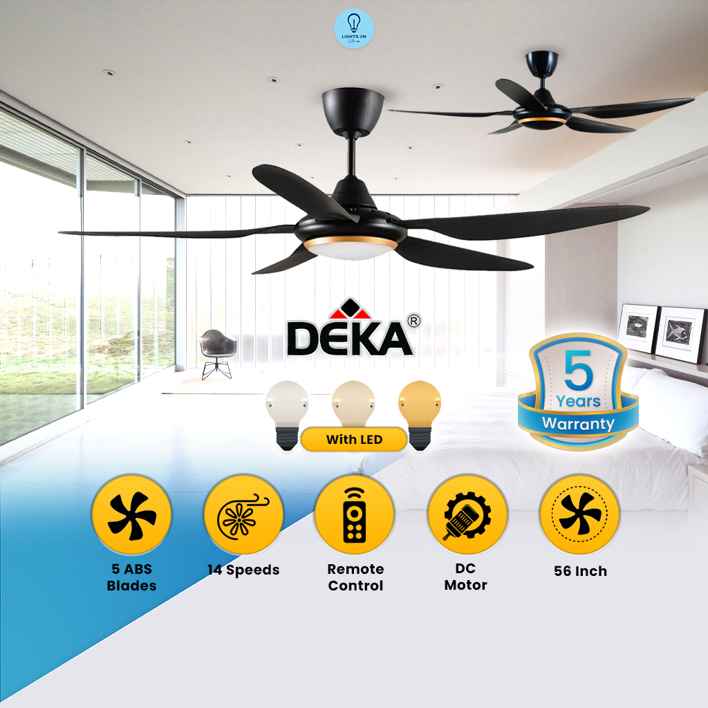 Deka DC2-311 / DC2-313L Led Light 5 Blades DC Motor 56” Remote Control ...
