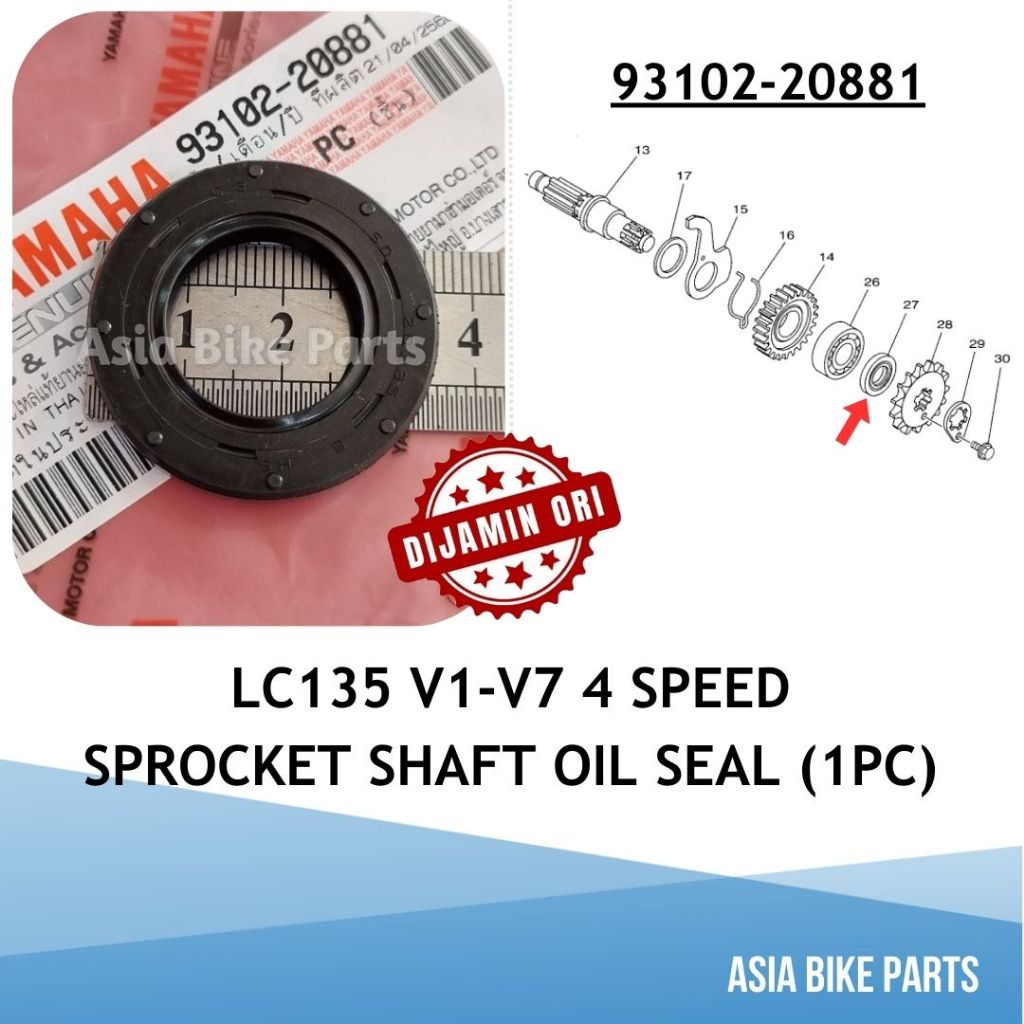 Yamaha Original LC135 V1 V2 V3 V4 V5 V6 V7 4 Speed 4S Sprocket Shaft Oil Seal - 93102-20881 ...