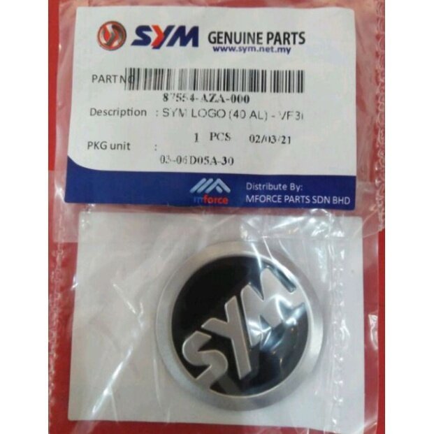 100% ORIGINAL SYM VF3I SYM LOGO EMBLEM SYM 87554-AZA-000 ORIGINAL SYM ...