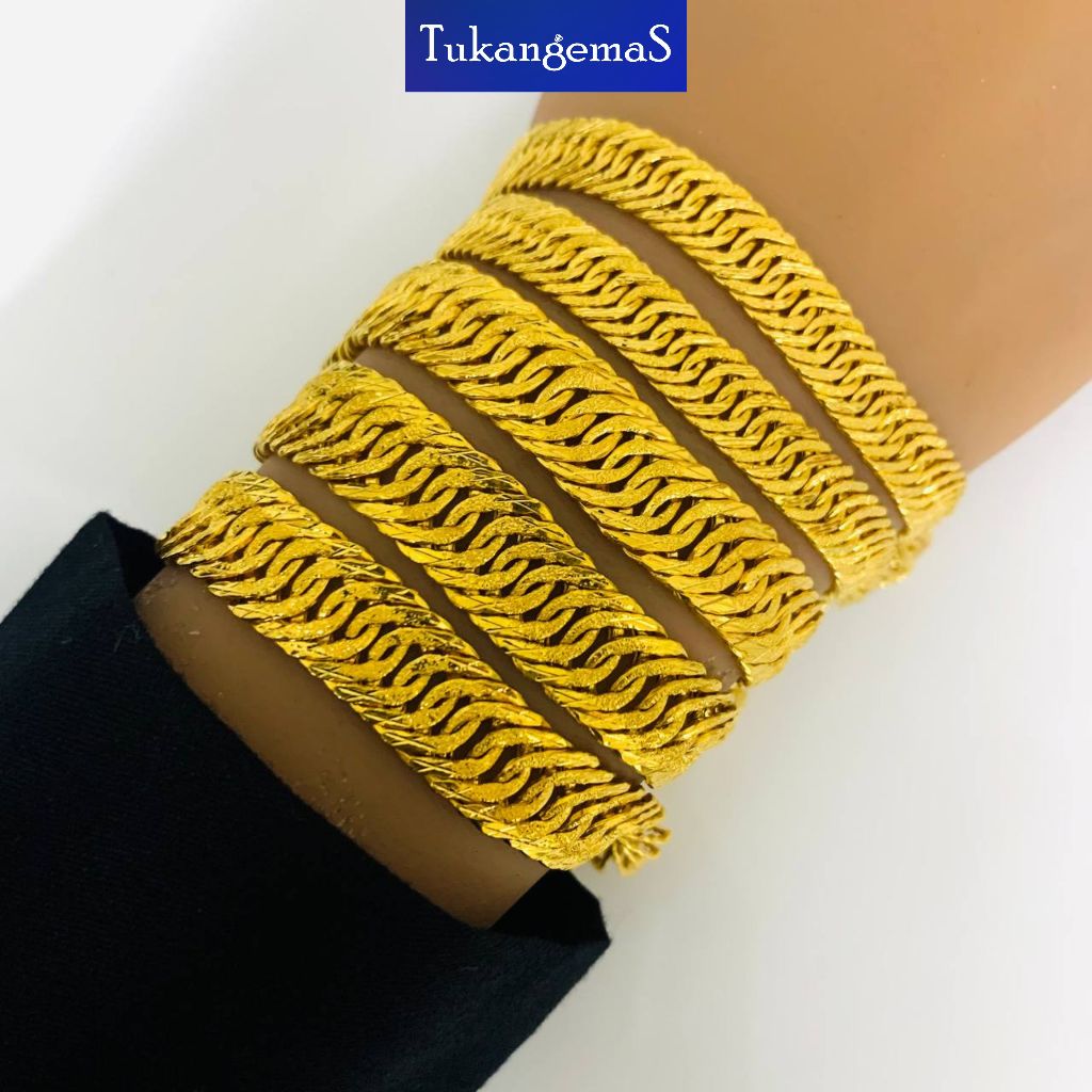 TukangemaS rantai tangan emas 916 lipan kait 3 emas916 original emas ...