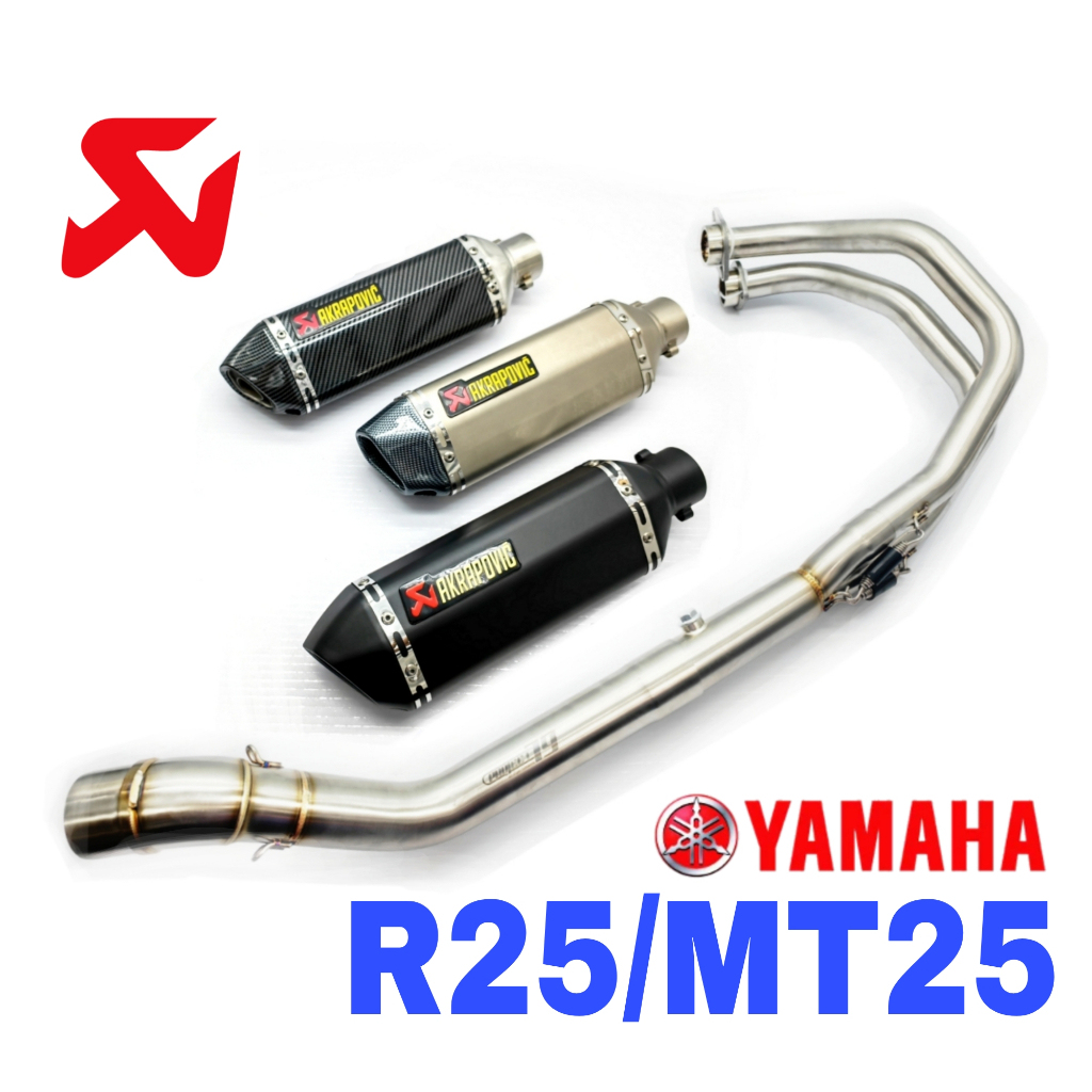 Yamaha MT25 R25 Exhaust Full System Piping Stainless Steel Akra Long ...