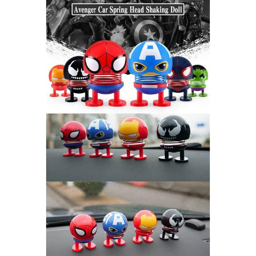 Car Decor Avengers Marvel Auto Ornaments Toy Shaking Head Doll Decoration Cute Emoji Doll ...