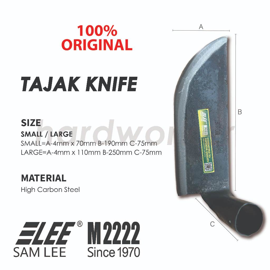 SAMLEE M2222 Tajak Knife Large Small Thick Steel Brade Tajak Besi Tajak ...