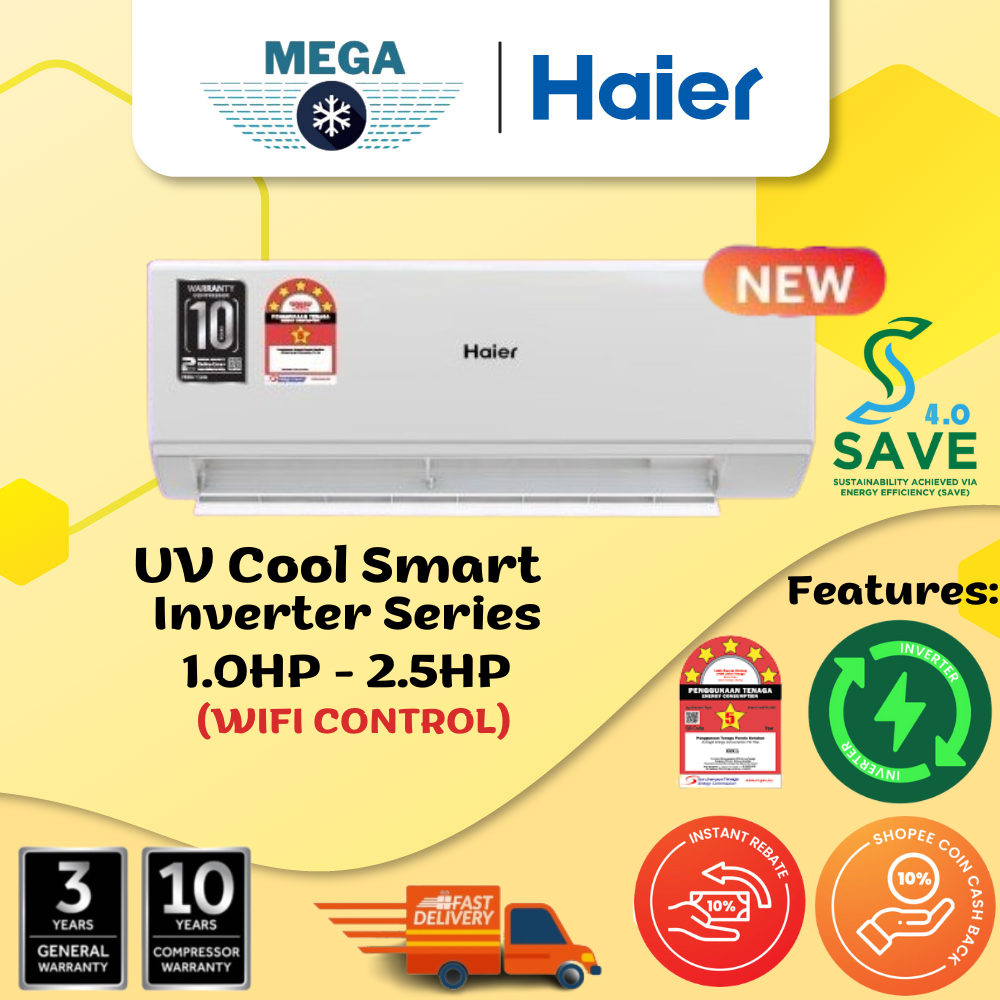 [NEW MODEL] HAIER UV COOL PREMIUM / UV COOL SMART R32 AIRCOND INVERTER SERIES WIFI CONTROL ...