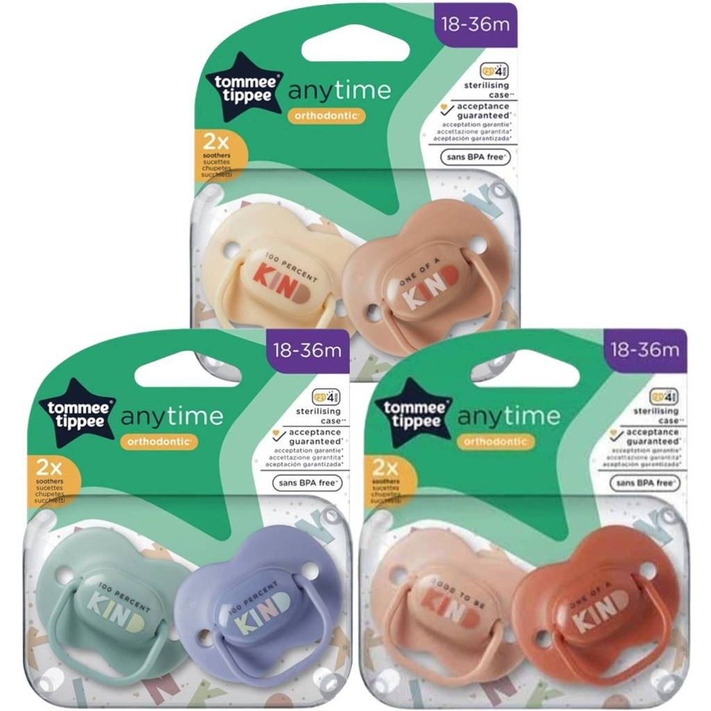 Tommee Tippee Anytime Kind Soothers Twin Pack (18-36 Months) ~ (Mix ...
