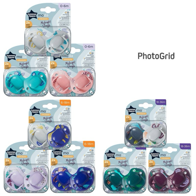 NEW!! Tommee Tippee Moda Midnight Jungle Soothers Twin Pack Original ...