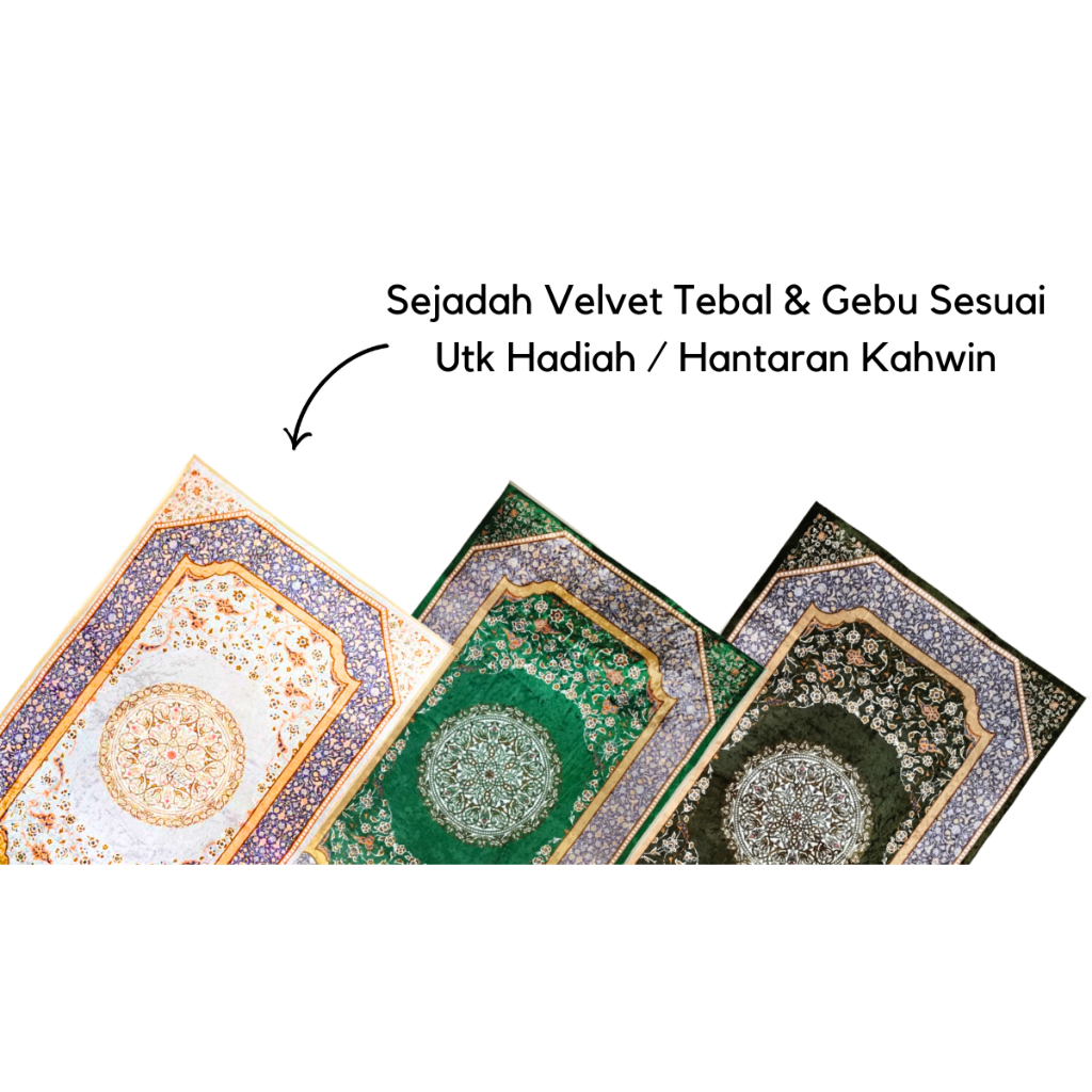 Sejadah Premium Gebu Tebal Baldu Velvet Mekah Hadiah Hantaran Kahwin ...