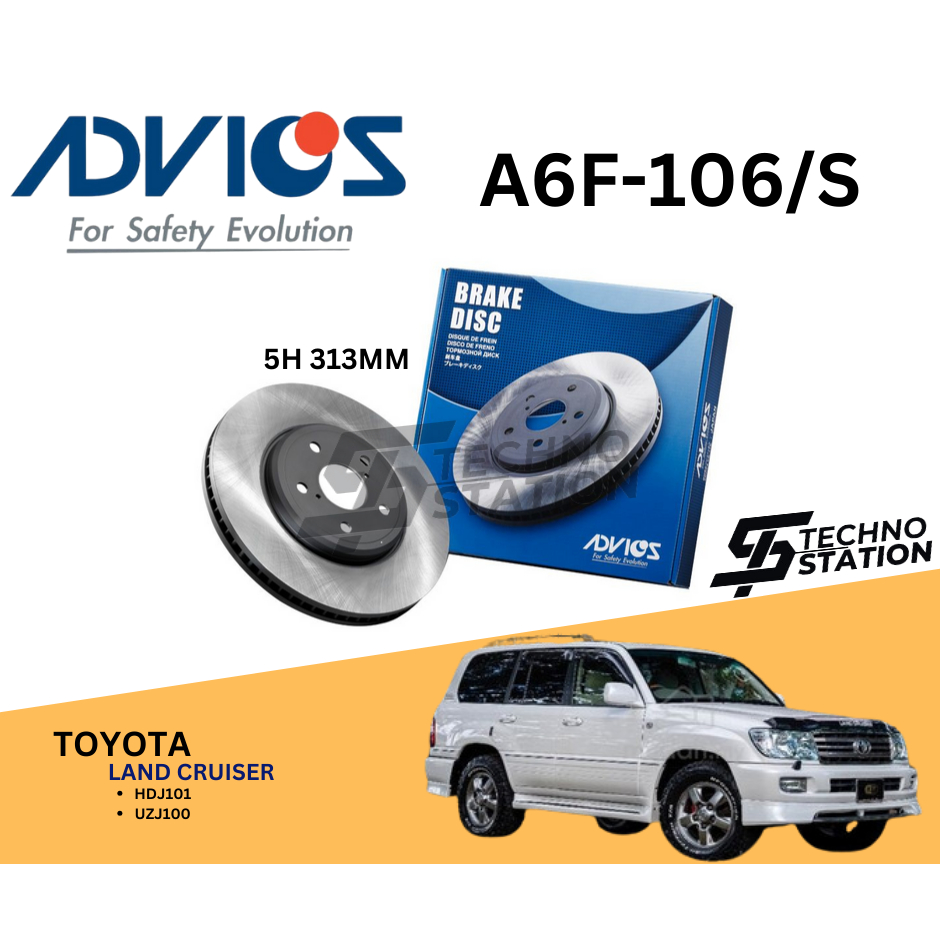 AISIN ADVICS Heavy Duty A6F-106/S Brake Disc Rotor Set Toyota Land ...