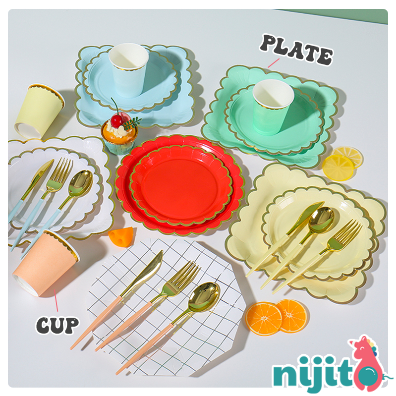 Nijito - 10Pcs/Set Plain Paper Plate Cup Paper Dish Birthday Party ...