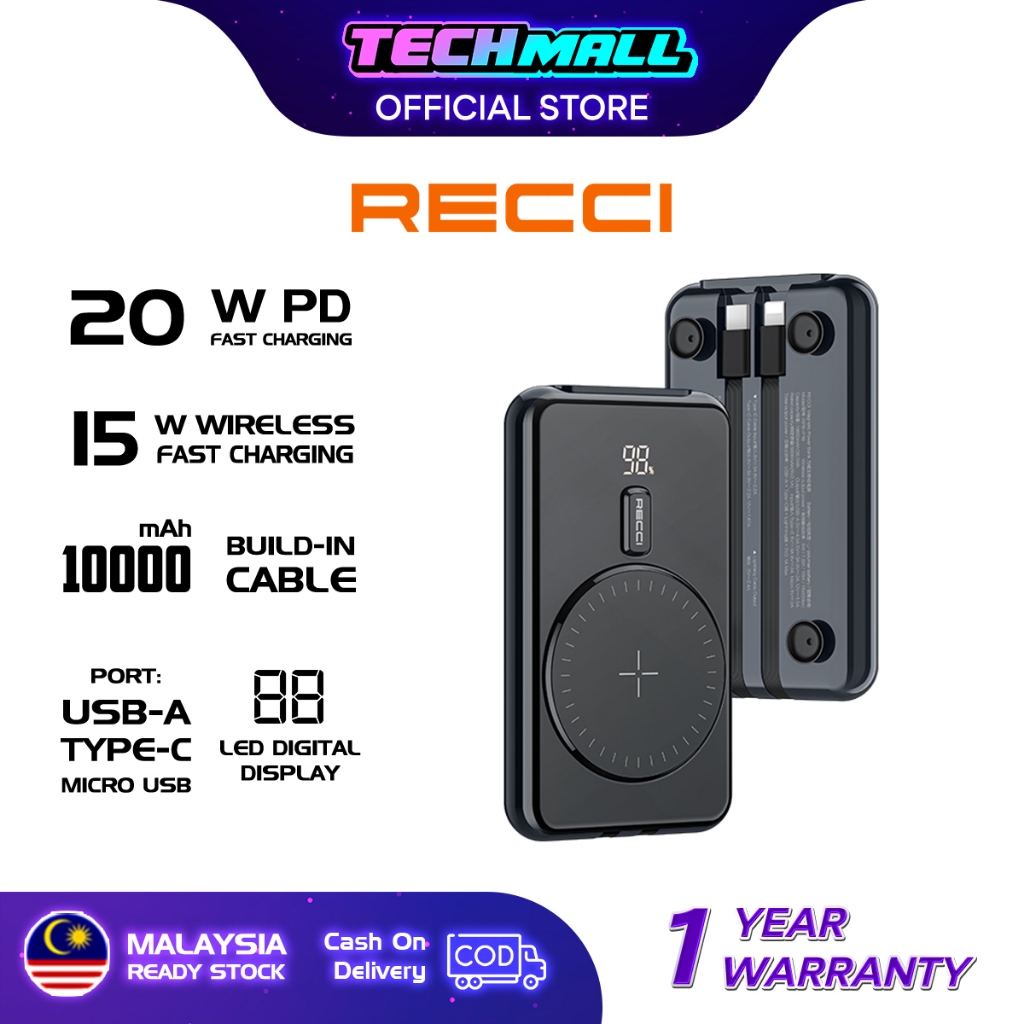 RECCI RPB_P18 PD 20W + 22.5W MAGNETIC WIRELESS POWER BANK 10000MAH - BLUE | Shopee Malaysia