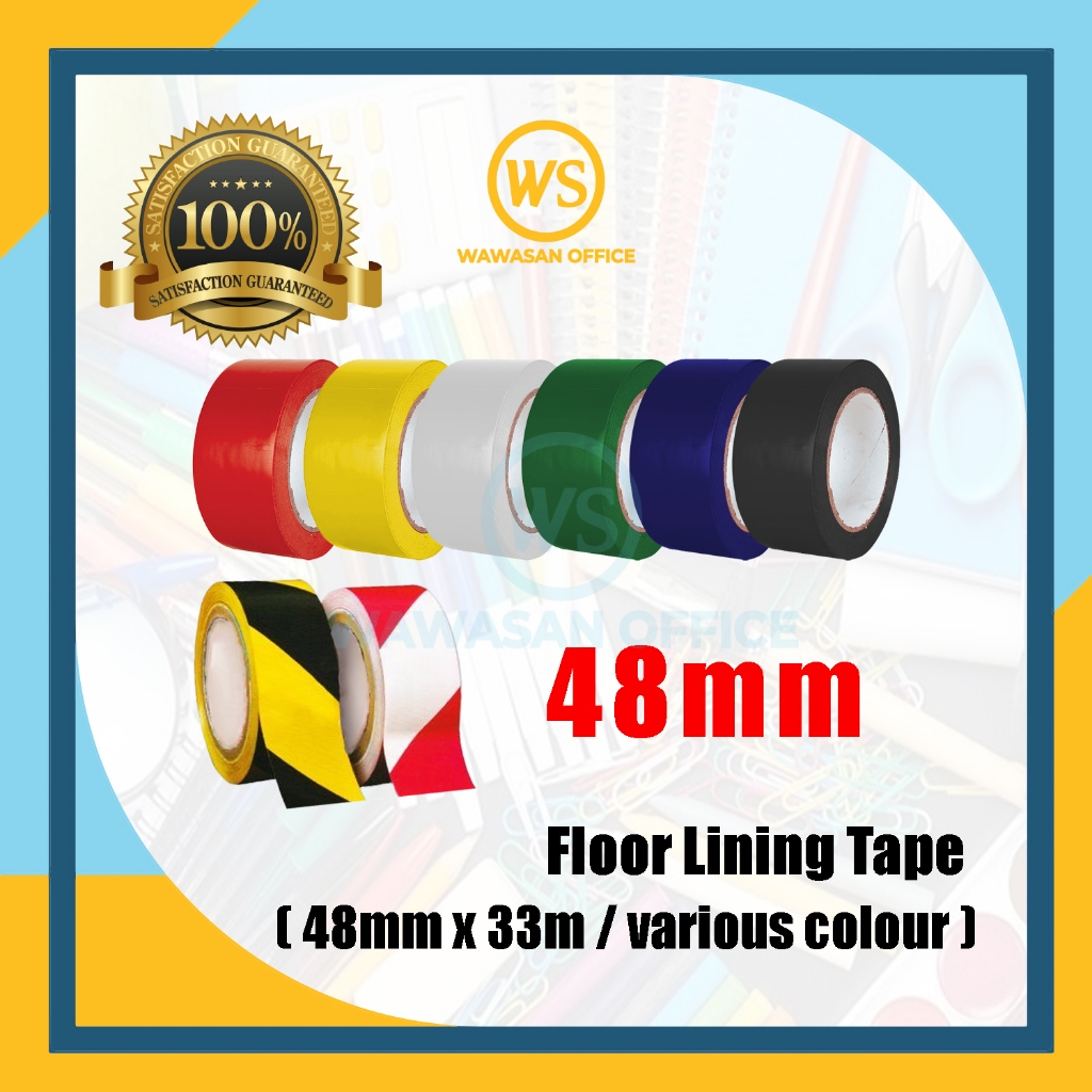 Floor Tape / Floor Marking Tape / Caution Tape / Line Tape Lantai - 48mm x 33M | Shopee Malaysia