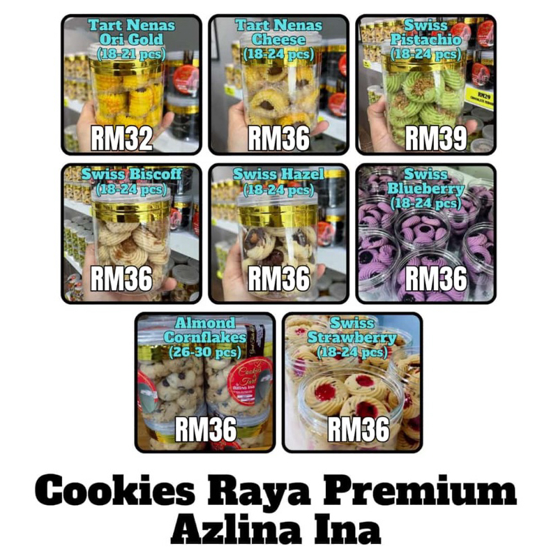COOKIES RAYA AZLINA INA DAN T’DESSERF KUIH RAYA KUKIS TART | Shopee ...