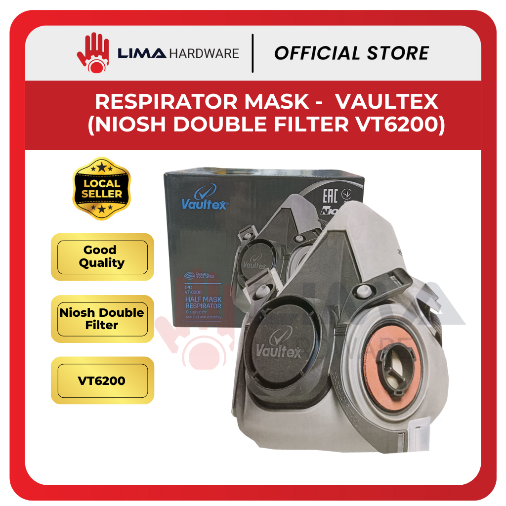 RESPIRATOR MASK - VAULTEX (NIOSH DOUBLE FILTER VT6200) | Shopee Malaysia