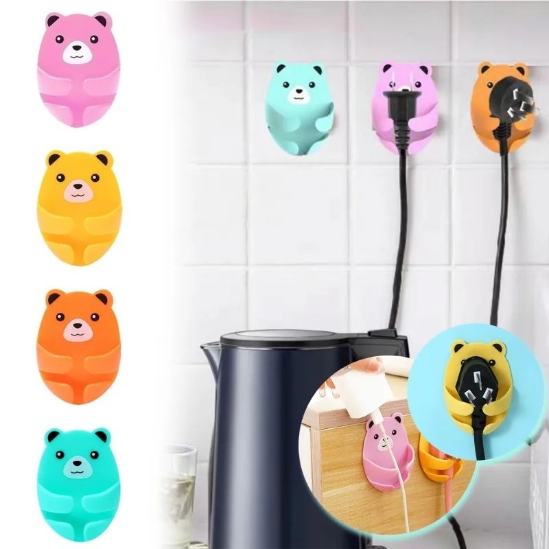 New Wall Bear Plug Bracket Punch-free Power Plug Socket Holder Kitchen ...