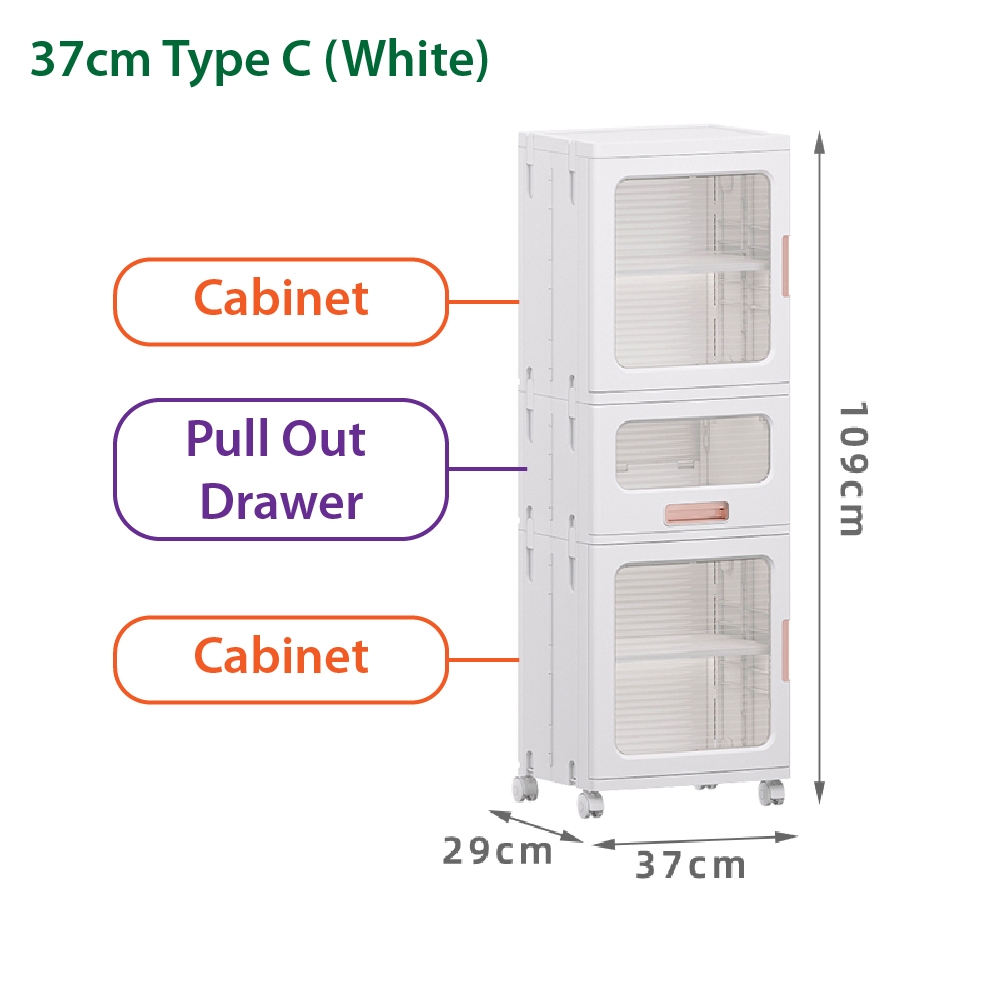 [1-4 Tiers] Encora Stackable Storage Box Rack Organizer Wheel Cabinet ...