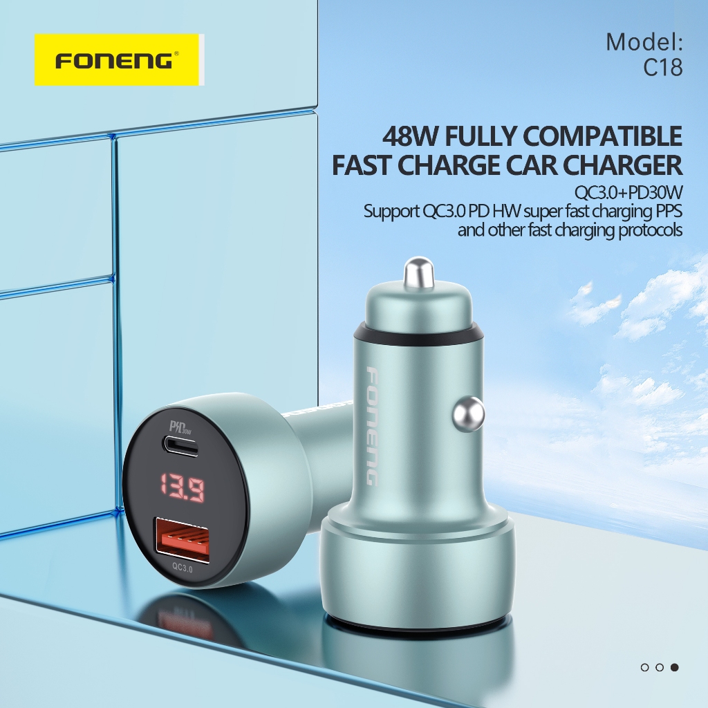 C18 A+C 2-PORT Usb PD Fast Charging Car Charger (48W) | Shopee Malaysia