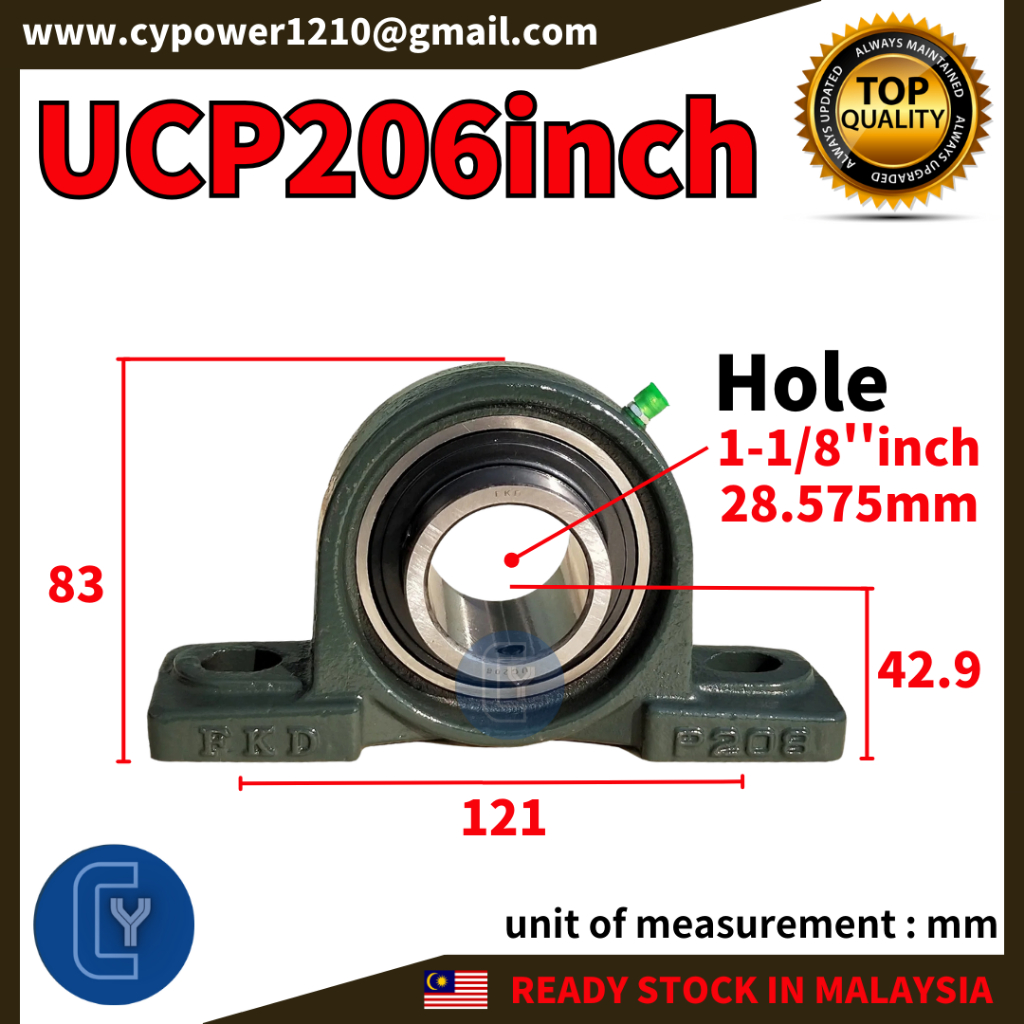 UCP204 UCP205 UCP206 UCP207 UCP208 Pillow Block Bearing Hole mm/inch | Shopee Malaysia