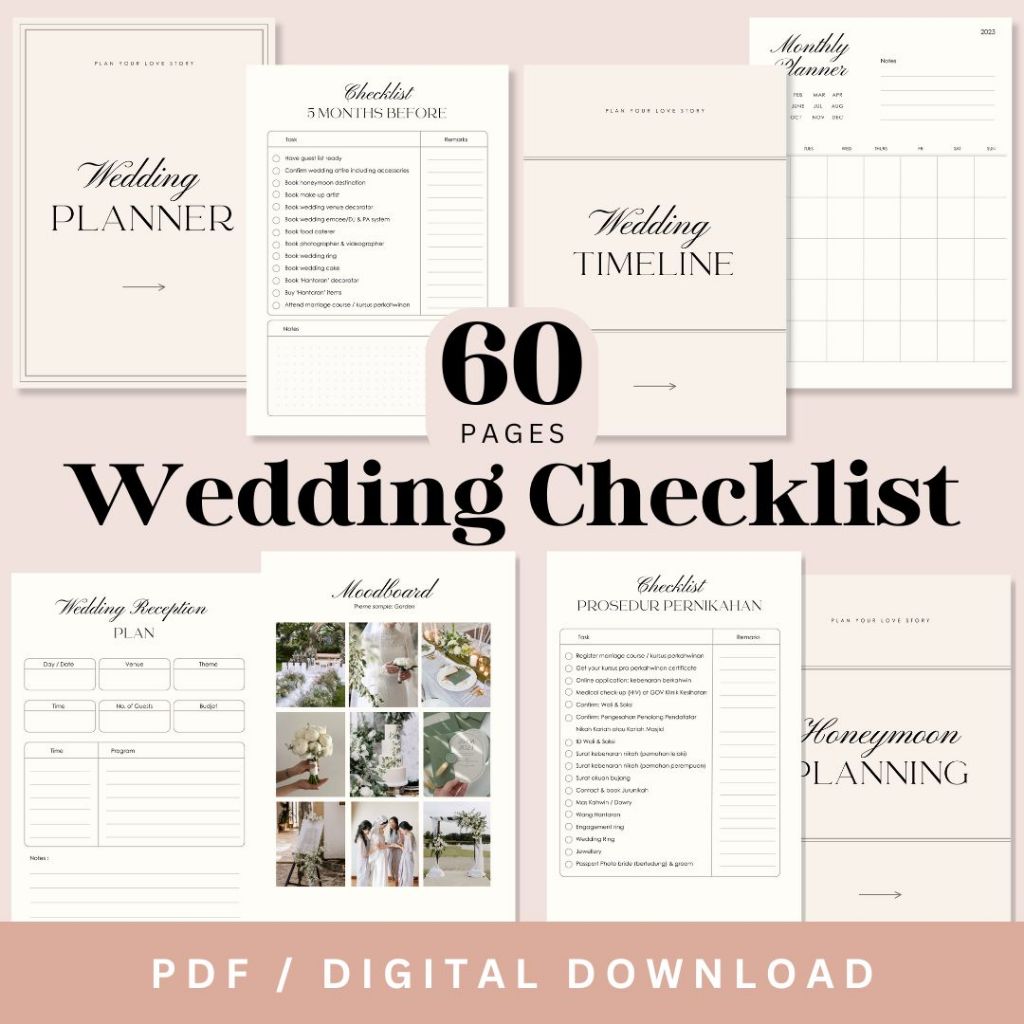 Wedding Planner 2025/2026 PDF, Kahwin checklist, Digital Planner ...