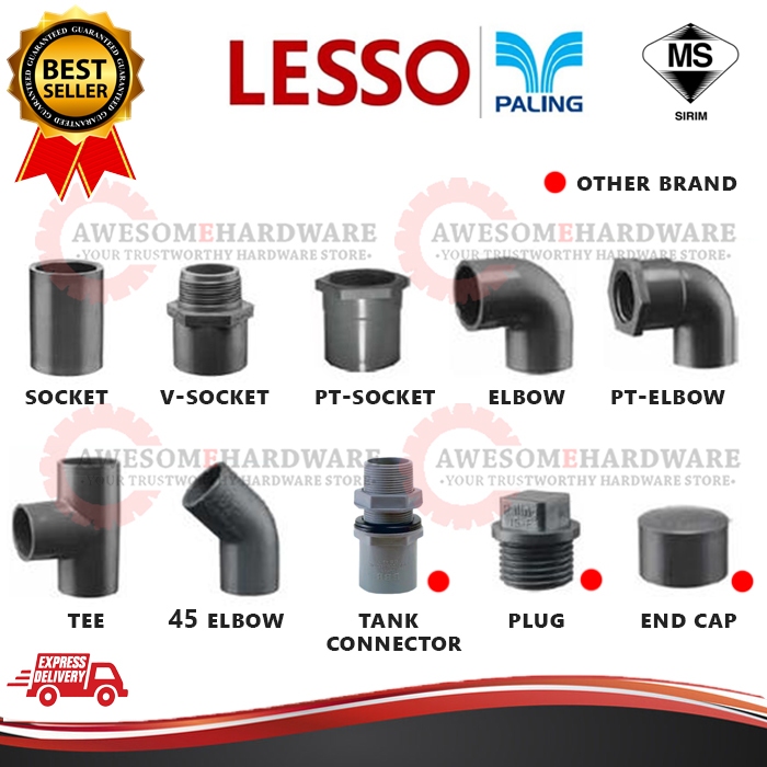 (15MM, 20MM, 25MM) LESSO PALING BRAND PVC WATER PIPE PRESSURE FITTING ...
