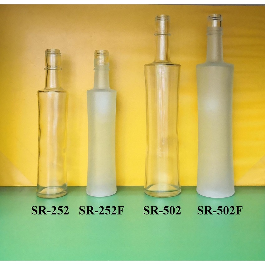 Round Silm Transparent Glass Bottle with Aluminum Cap 250,500ML/Botol ...