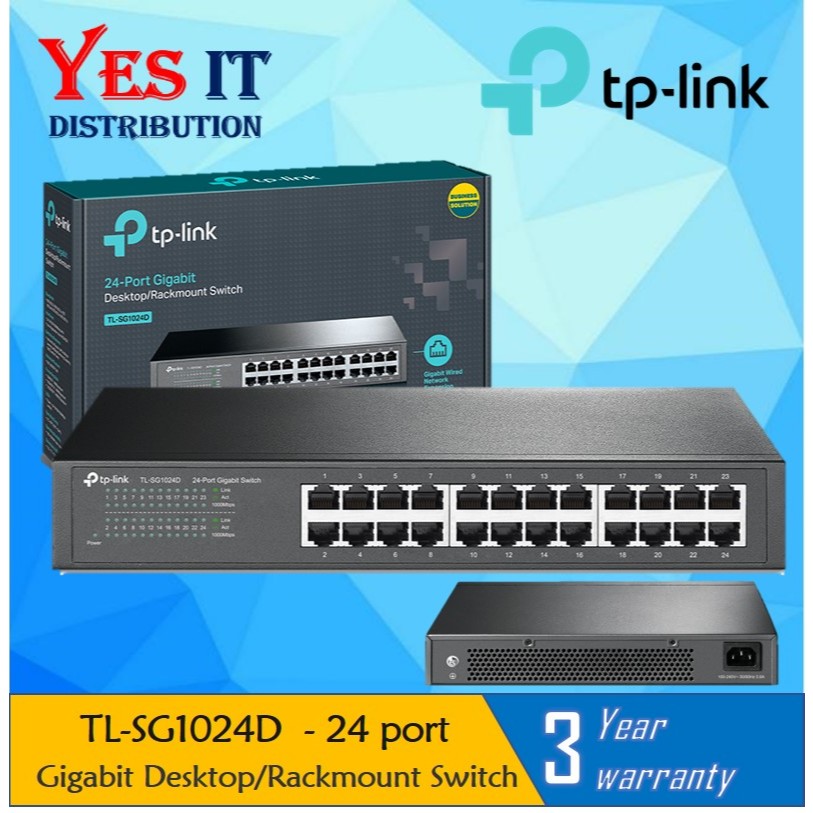 TP-LINK TL-SG1024D 24-Port Gigabit Desktop Rackmount Switch 24 10/100 ...